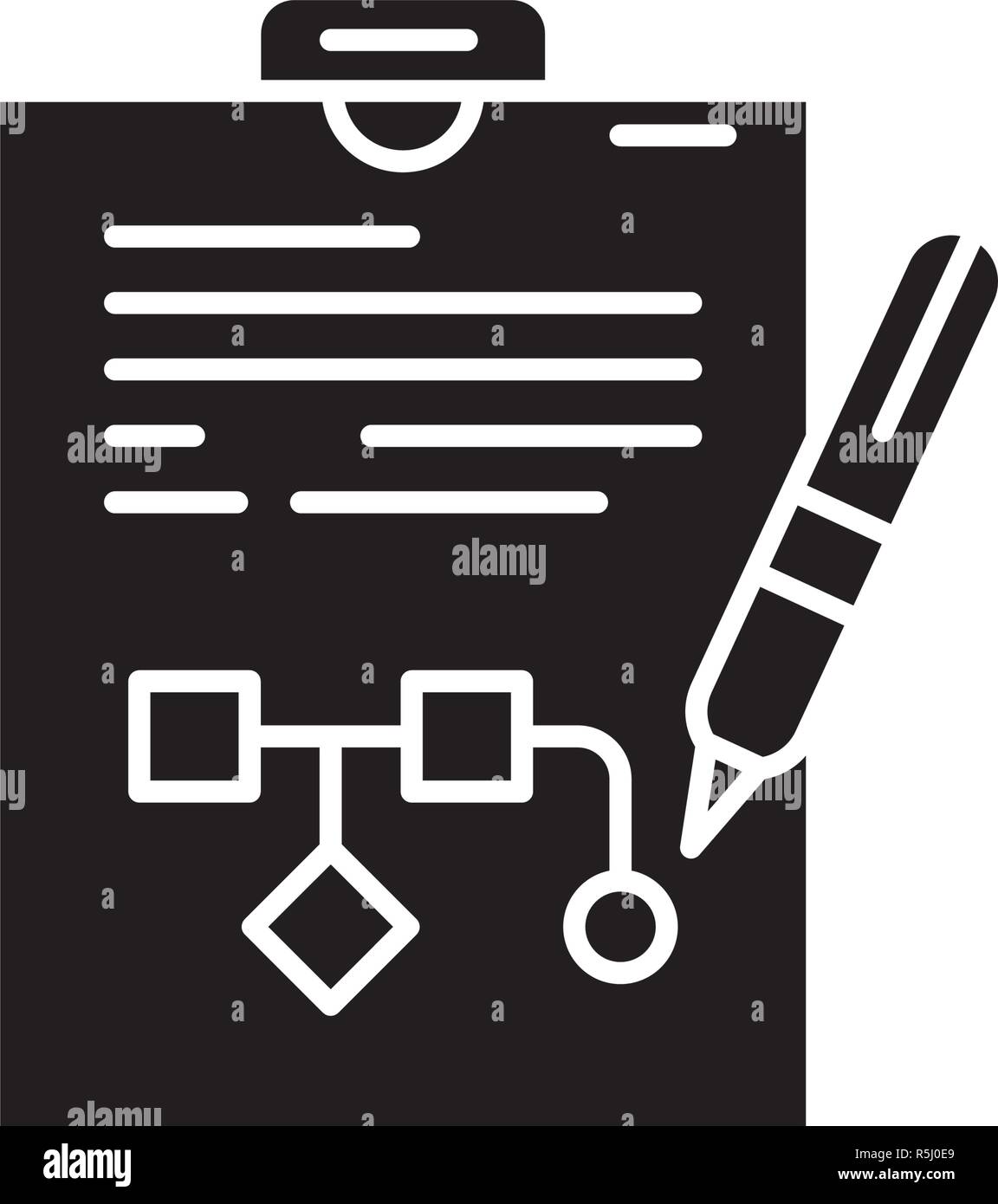 Concept de planification icône noire, vector signe sur fond isolé ...