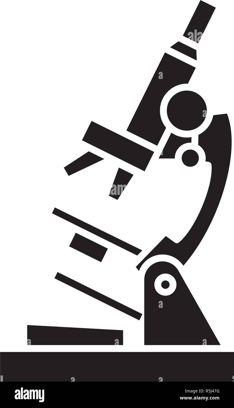 Icône noire microscope, vector signe sur fond isolé. Illustration ...