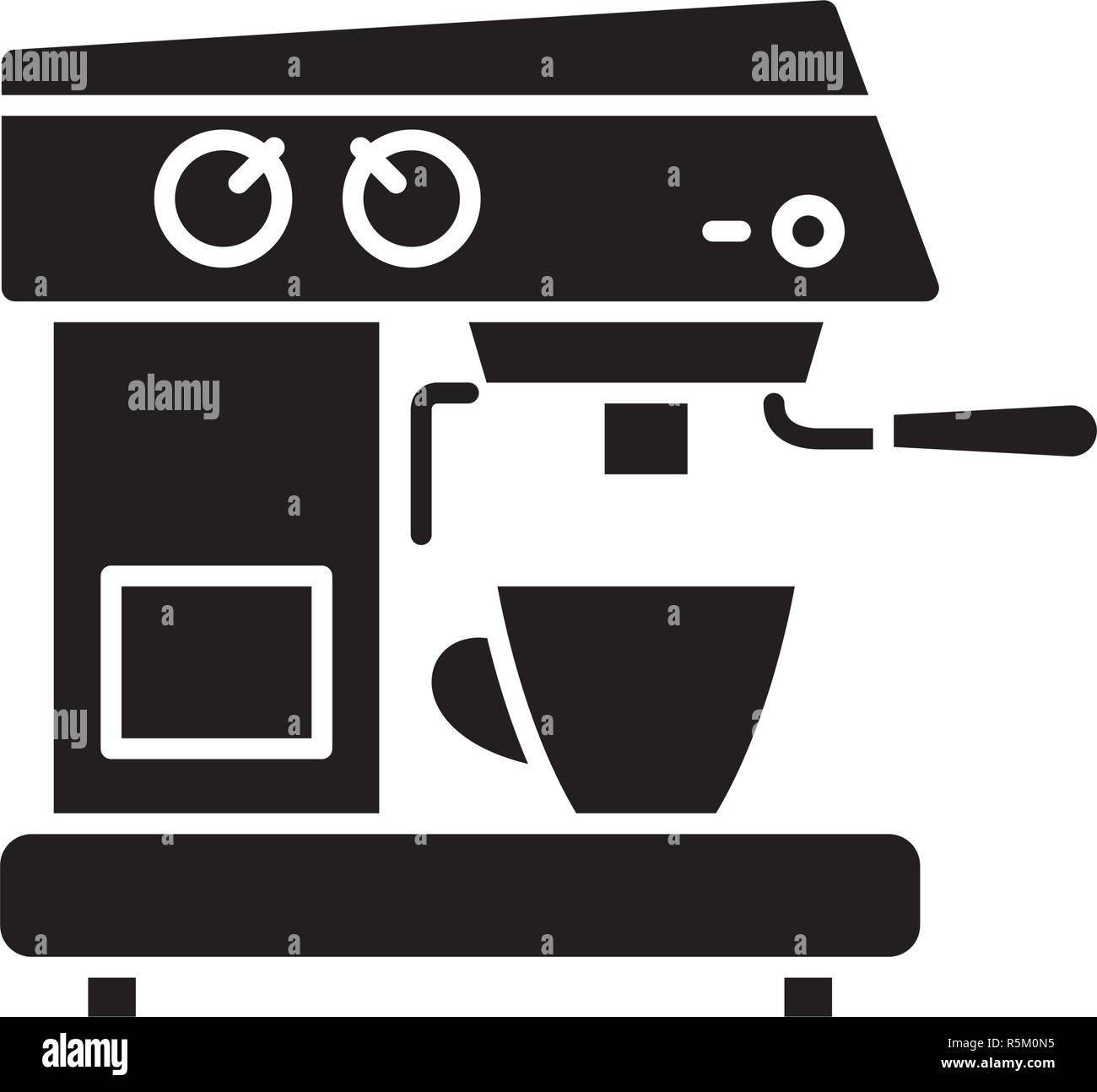Machine à café icône noire, vector signe sur fond isolé. Machine à café ...