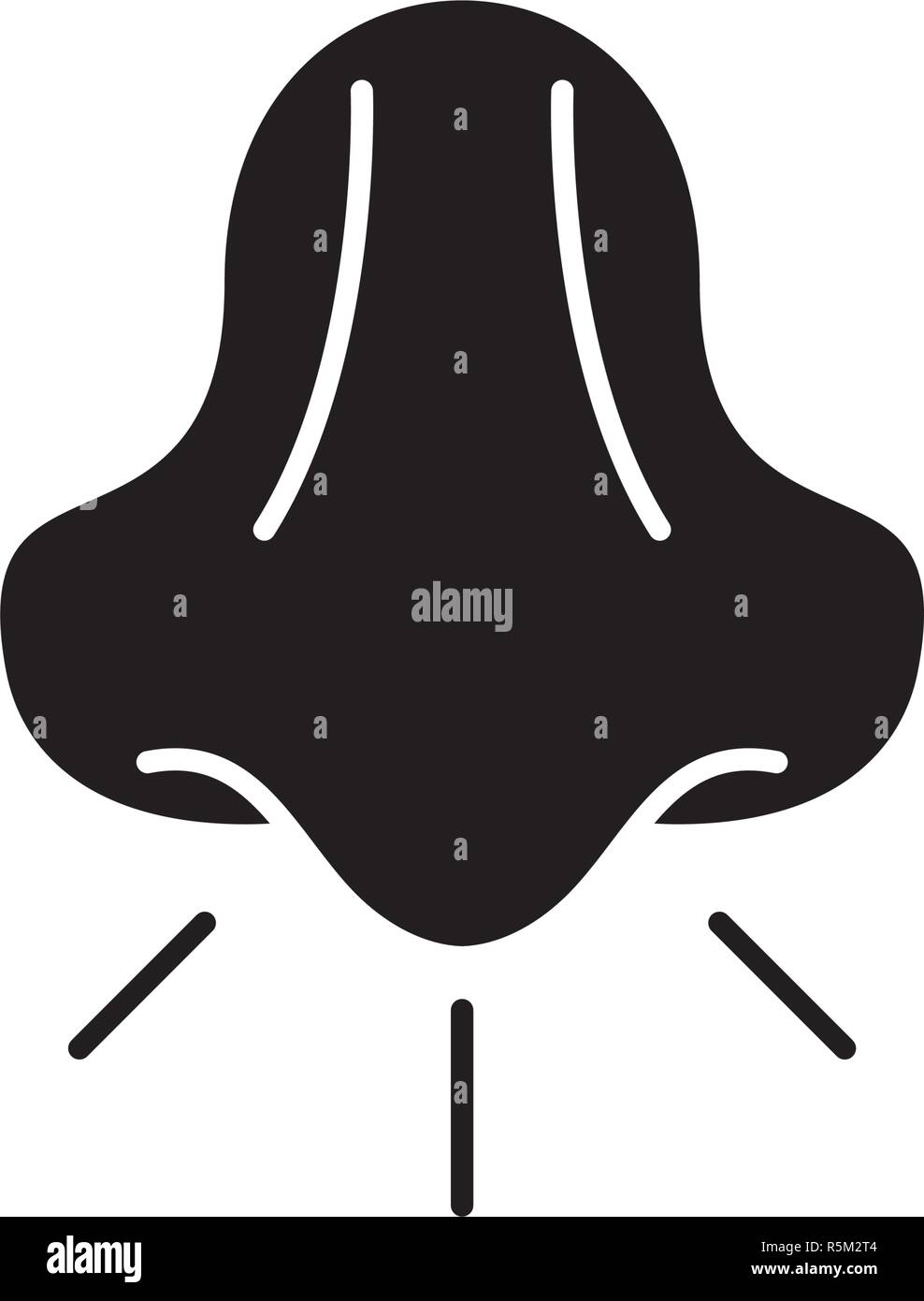 Nez icône noire, vector signe sur fond isolé. Nez symbole, illustration ...