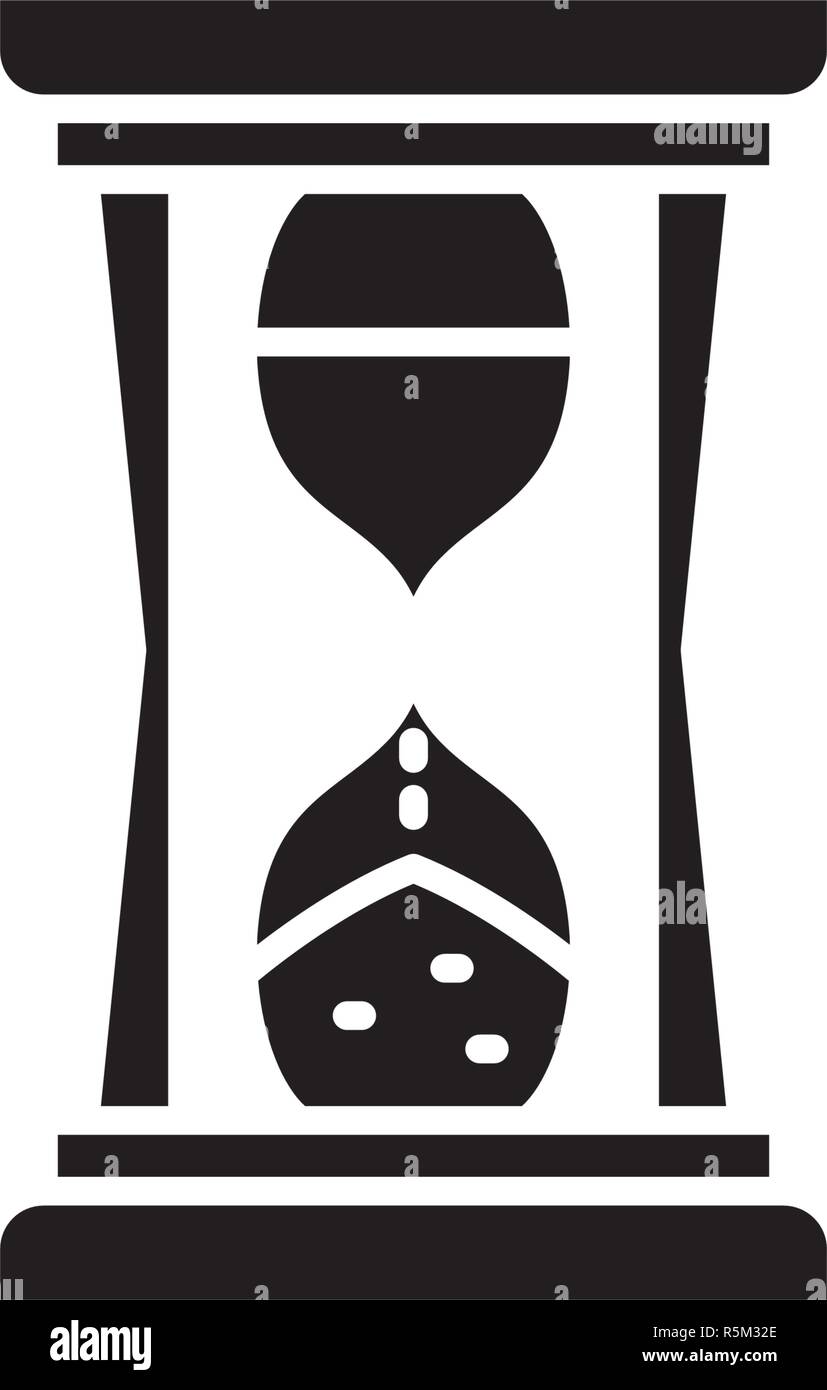 Temps Hourglass icône noire, vector signe sur fond isolé. Temps de ...