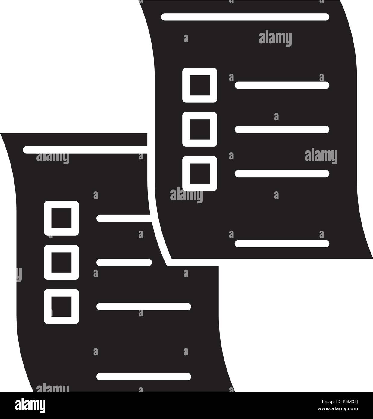 Questionnaires icône noire, vector signe sur fond isolé. Questionnaires ...