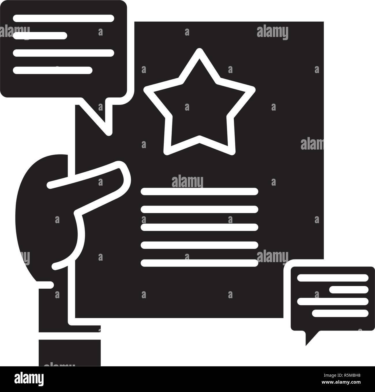 Recommandations icône noire, vector signe sur fond isolé ...