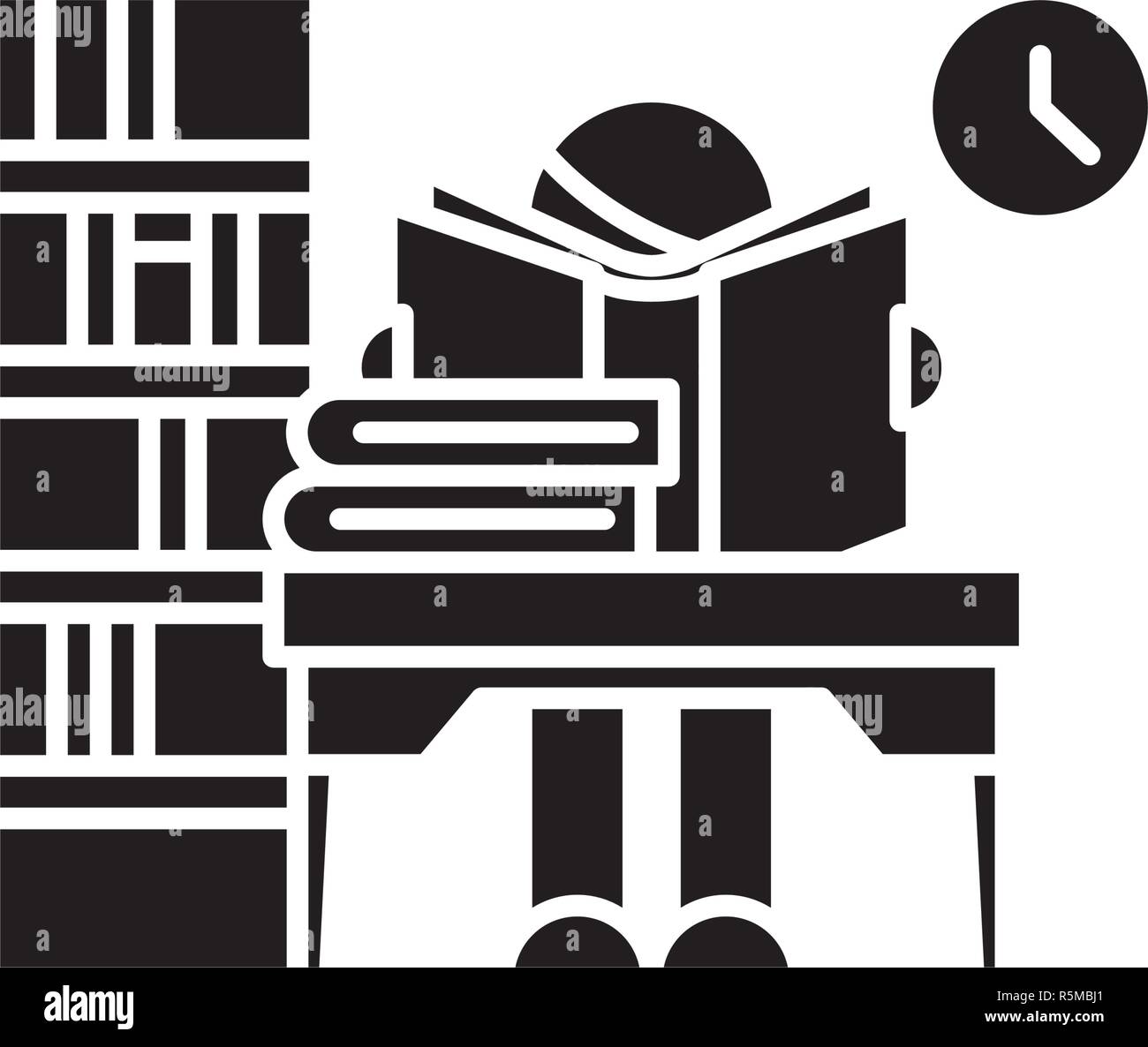 Library icône noire, vector signe sur fond isolé. Symbole de la ...