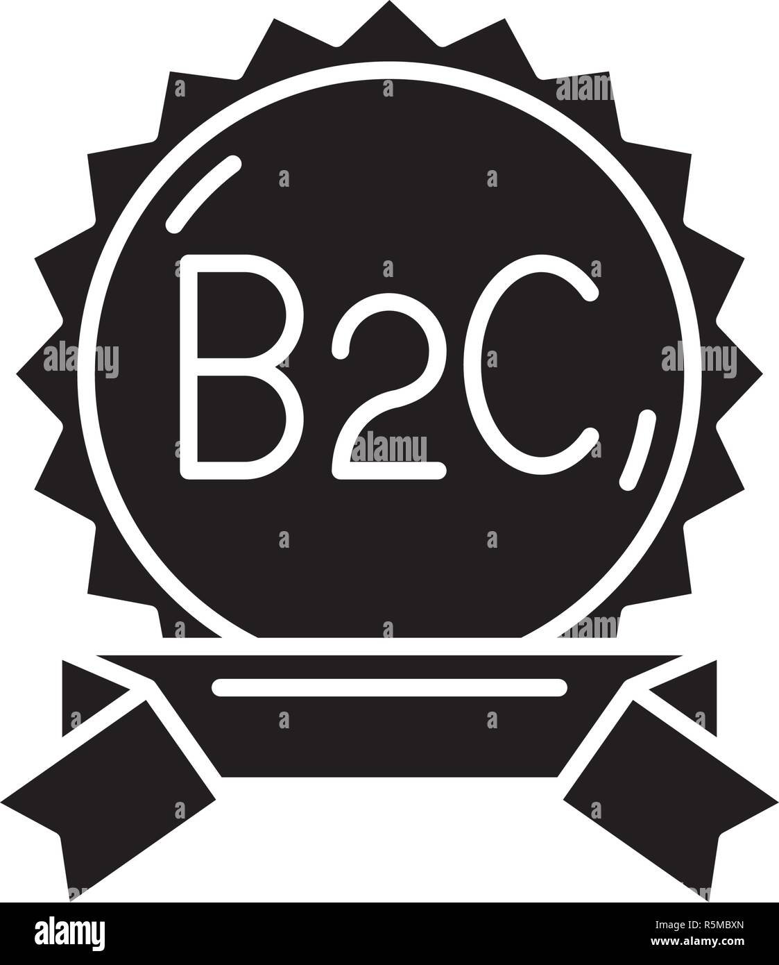 B2c icône noire, vector signe sur fond isolé. B2c symbole, illustration ...