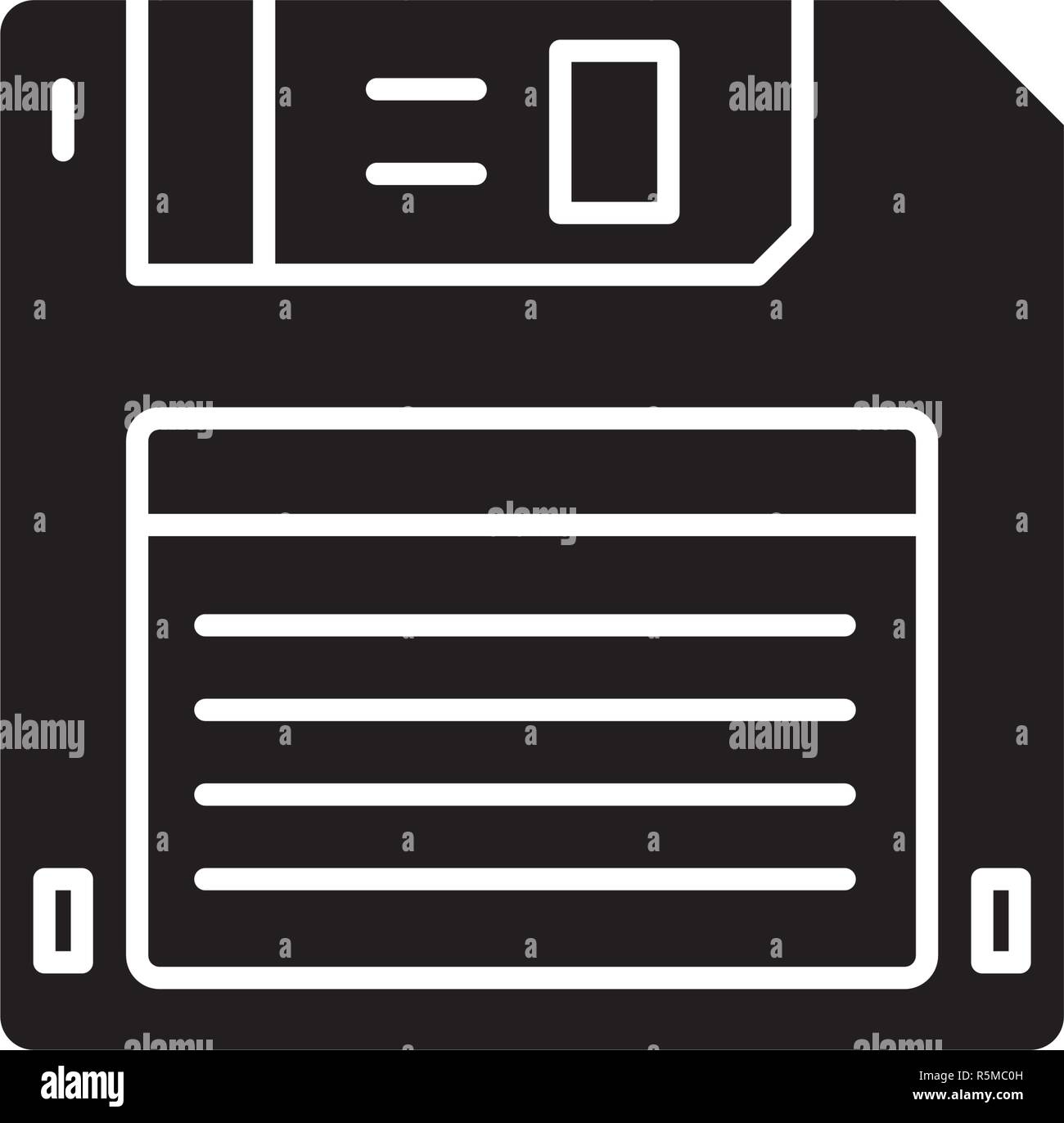 Icône noire disquette, vector signe sur fond isolé. Symbole disquette ...