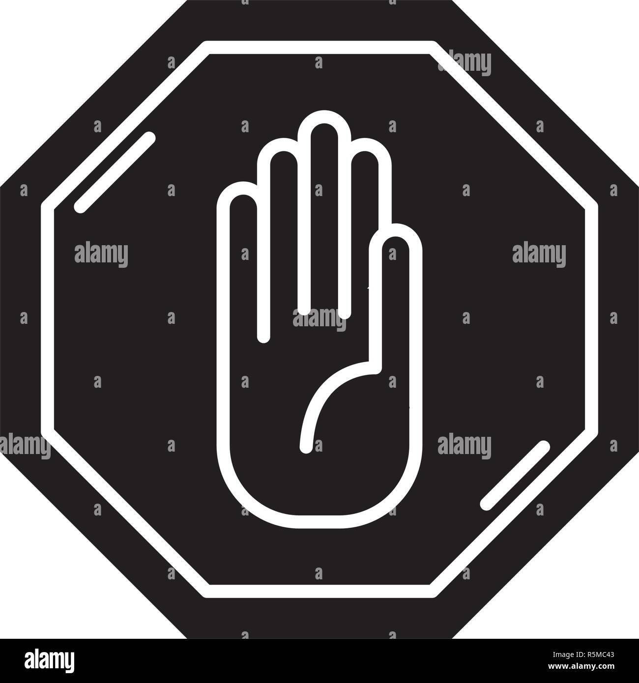 Arrêter l'icône noire, vector signe sur fond isolé. Symbole d'arrêt ...