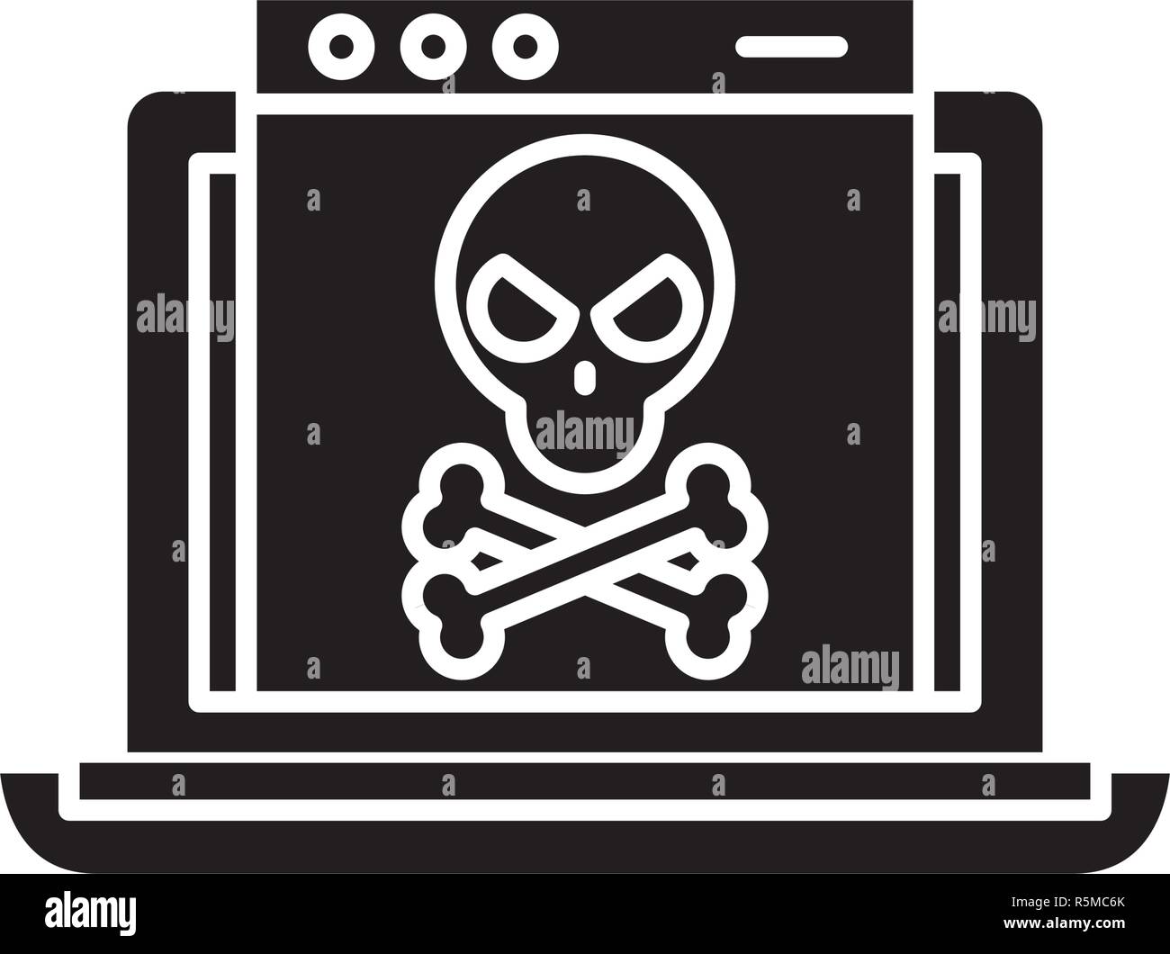 Virus informatique et bugs icône noire, vector signe sur fond isolé ...