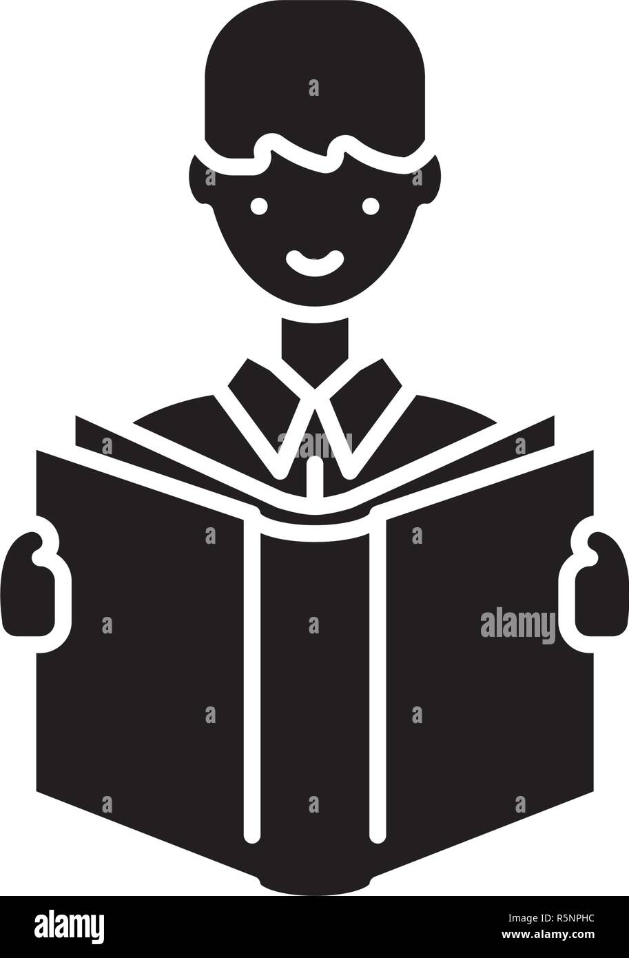 Selfeducation icône noire, vector signe sur fond isolé. Selfeducation ...