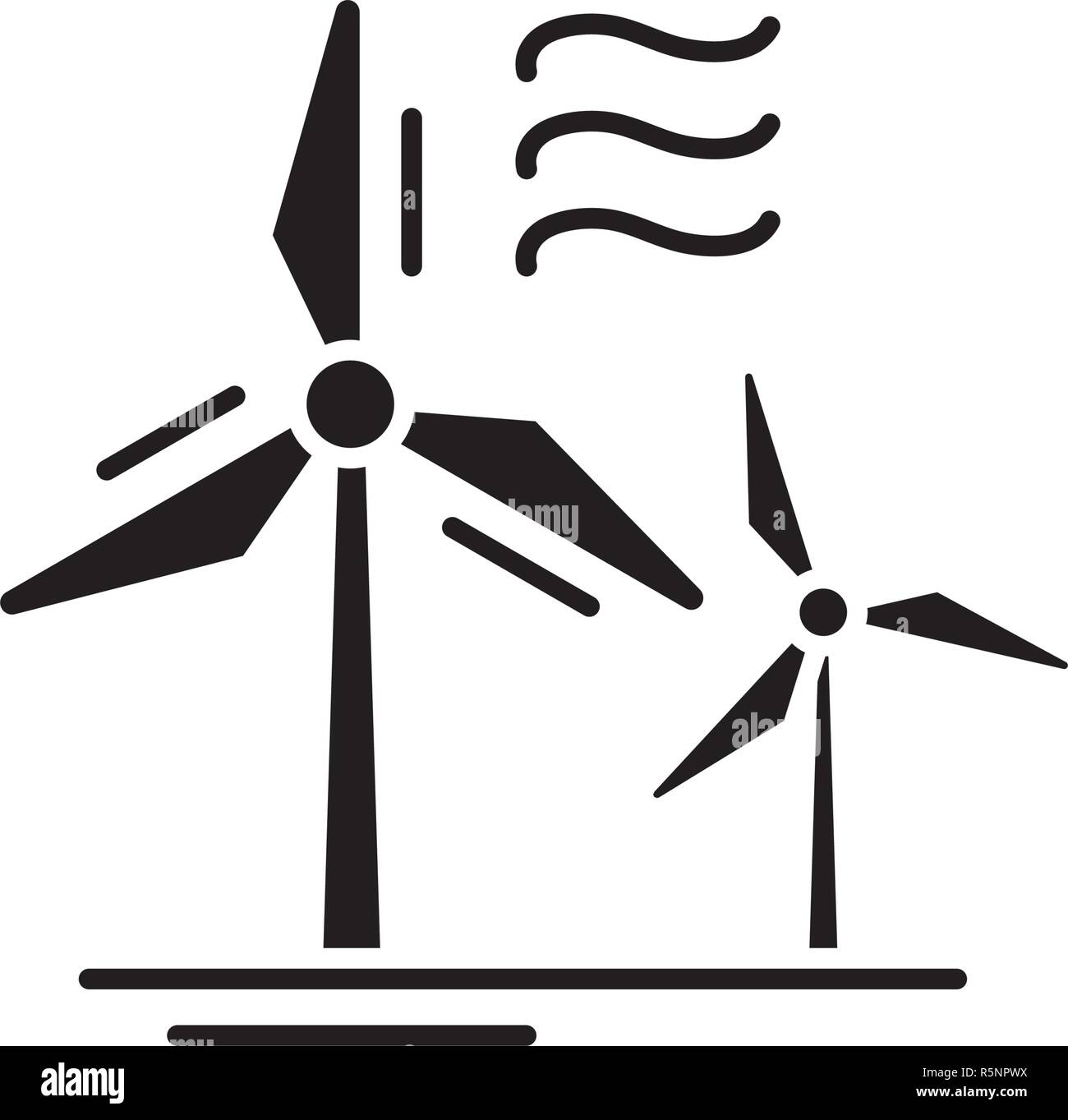 L'énergie éolienne icône noire, vector signe sur fond isolé. L'énergie ...