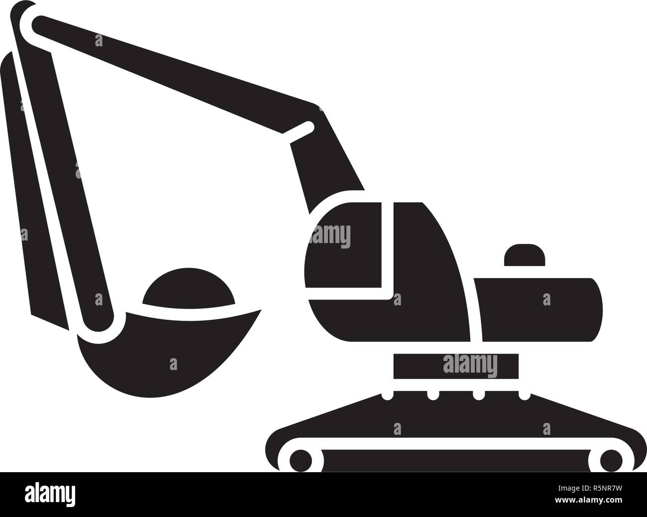 Travaux publics pelle icône noire, vector signe sur fond isolé. Travaux ...