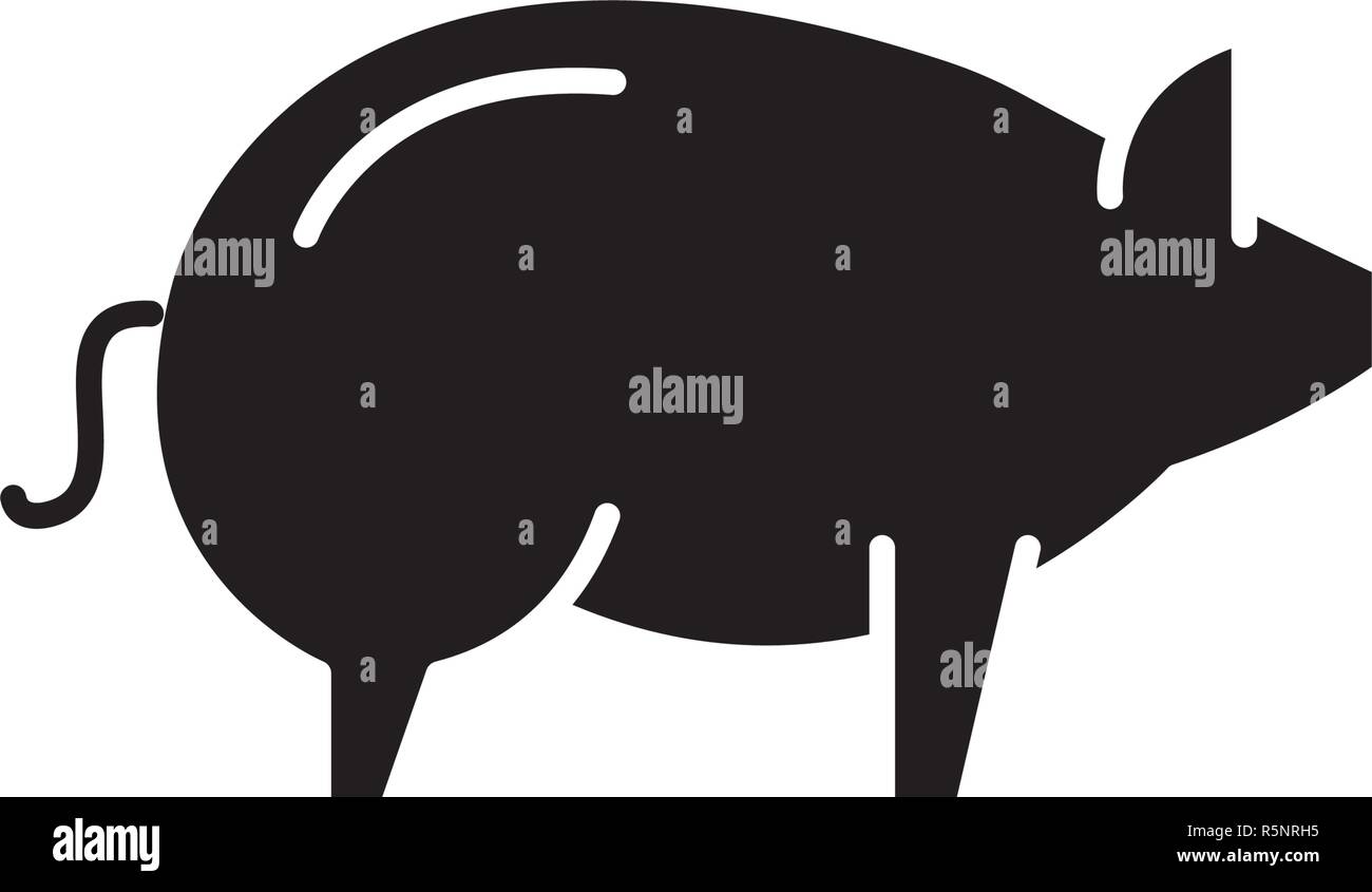 Pig icône noire, vector signe sur fond isolé. Cochon symbole ...