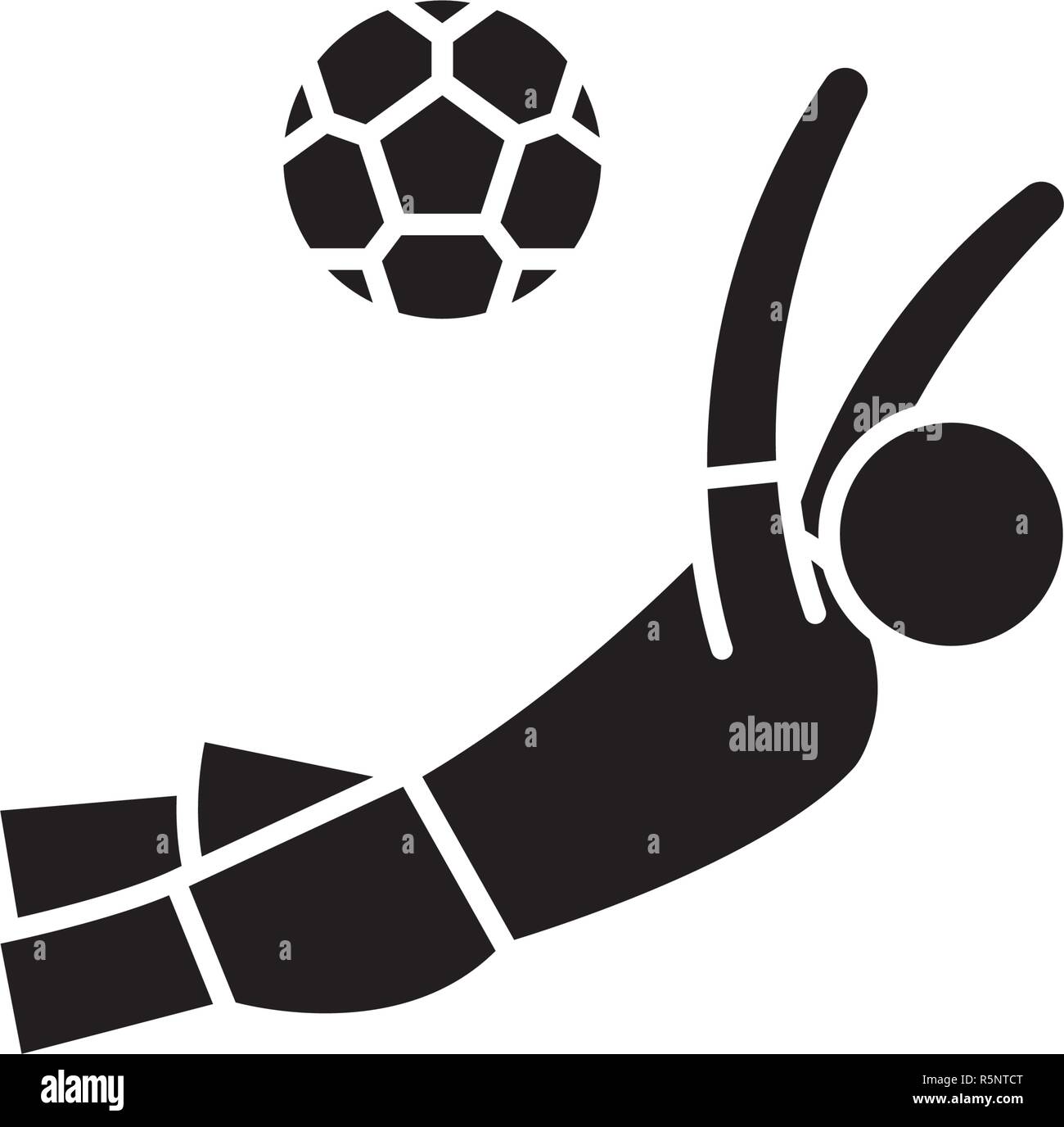 Marquer un but dans le football icône noire, vector signe sur fond ...