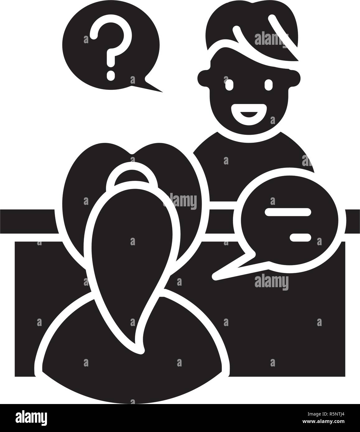 Entrevue en profondeur icône noire, vector signe sur fond isolé ...