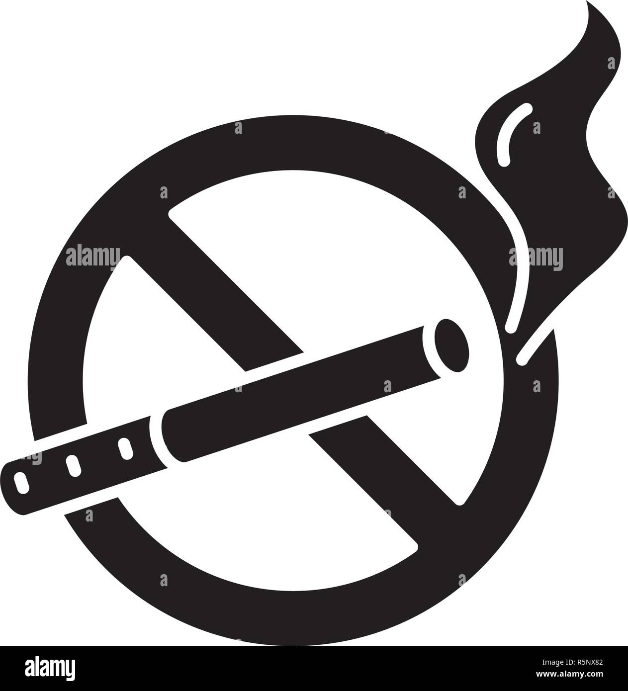Ne pas fumer icône noire, vector signe sur fond isolé. Ne pas fumer ...