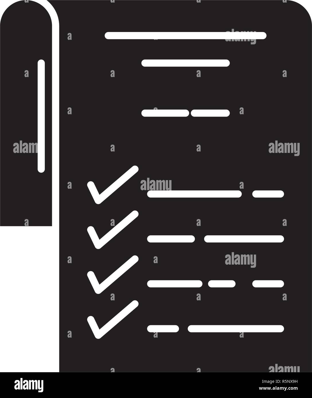 Check list icône noire, vector signe sur fond isolé. Check list symbole ...