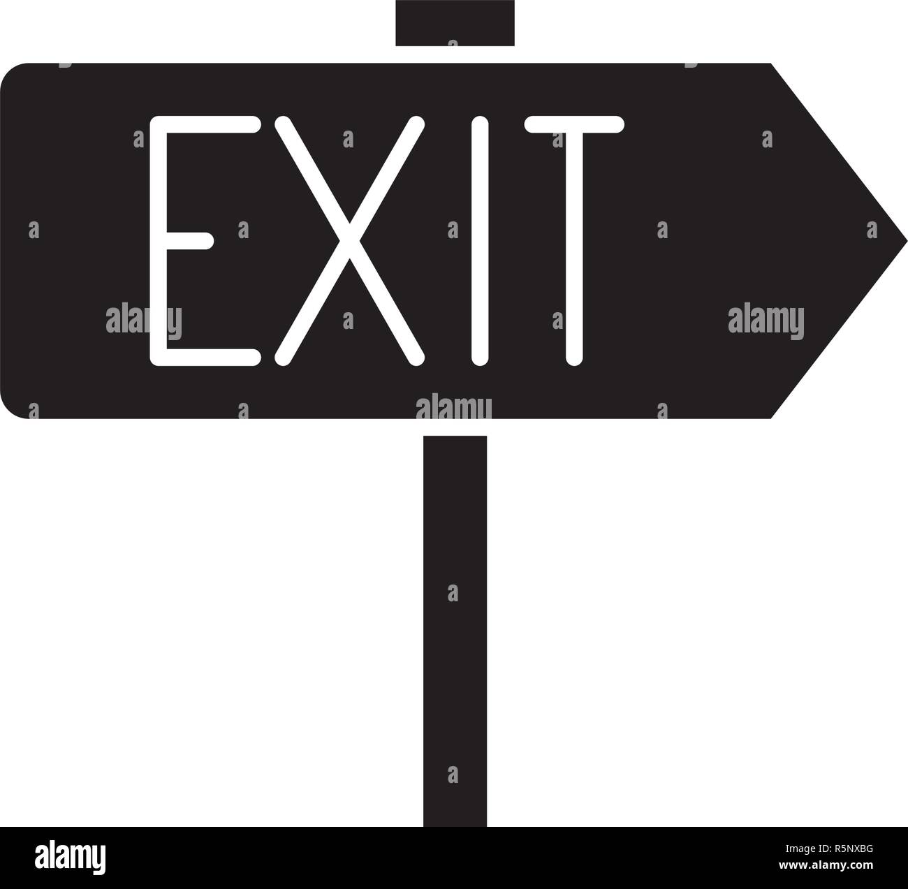 L'icône noire de Sortie, signe de vecteur sur fond isolé. Symbole de ...