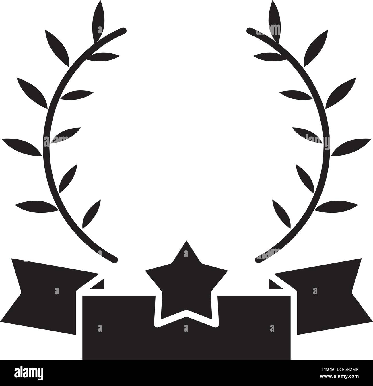 L'emblème de la victoire icône noire, vector signe sur fond isolé. L ...