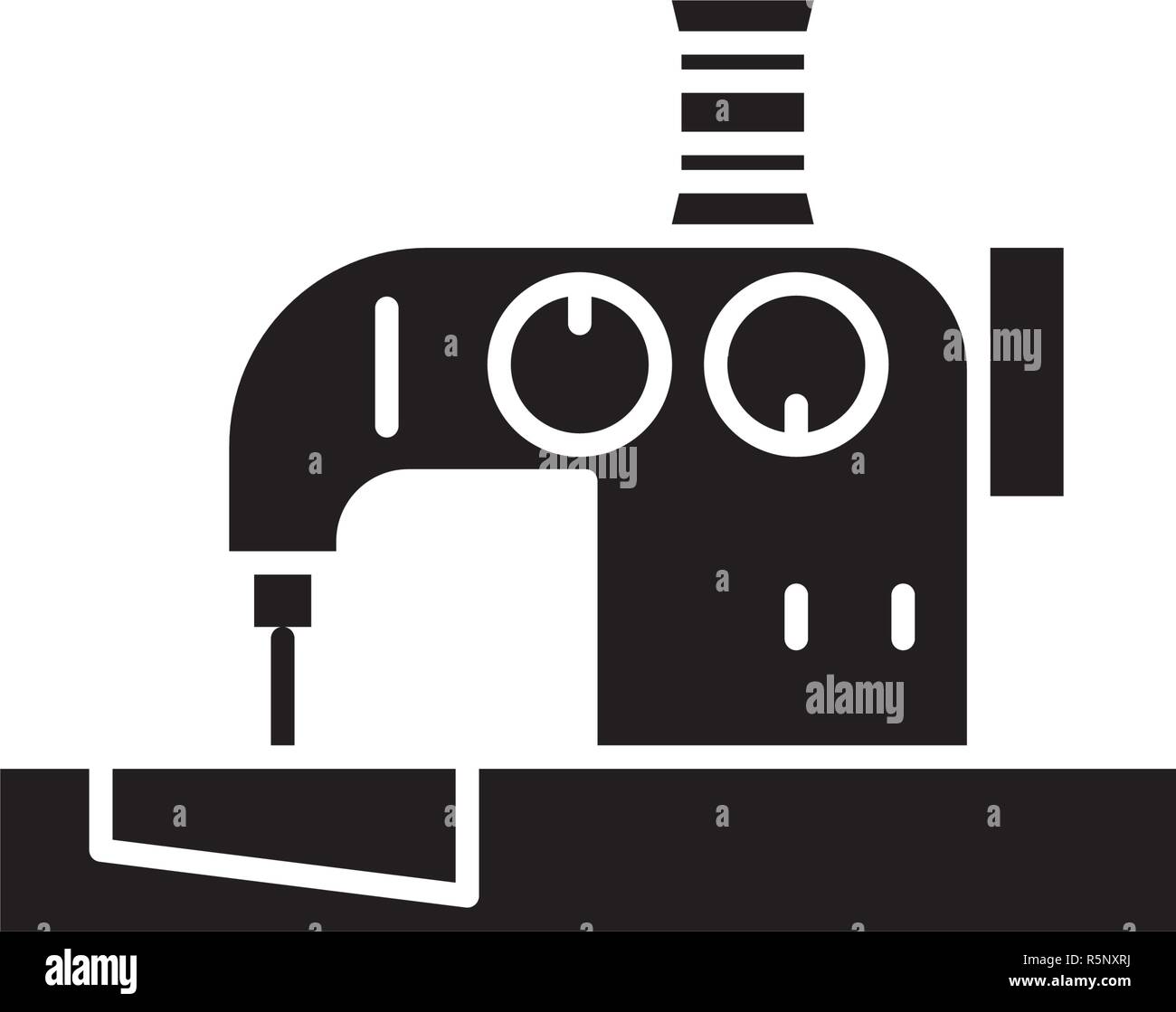 Machine à coudre icône noire, vector signe sur fond isolé. Machine à ...