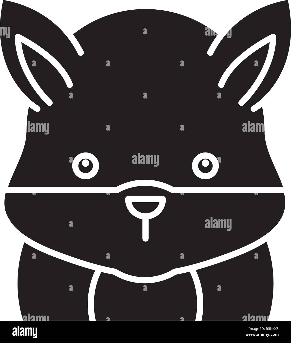 Hamster rigolo icône noire, vector signe sur fond isolé. Hamster rigolo ...