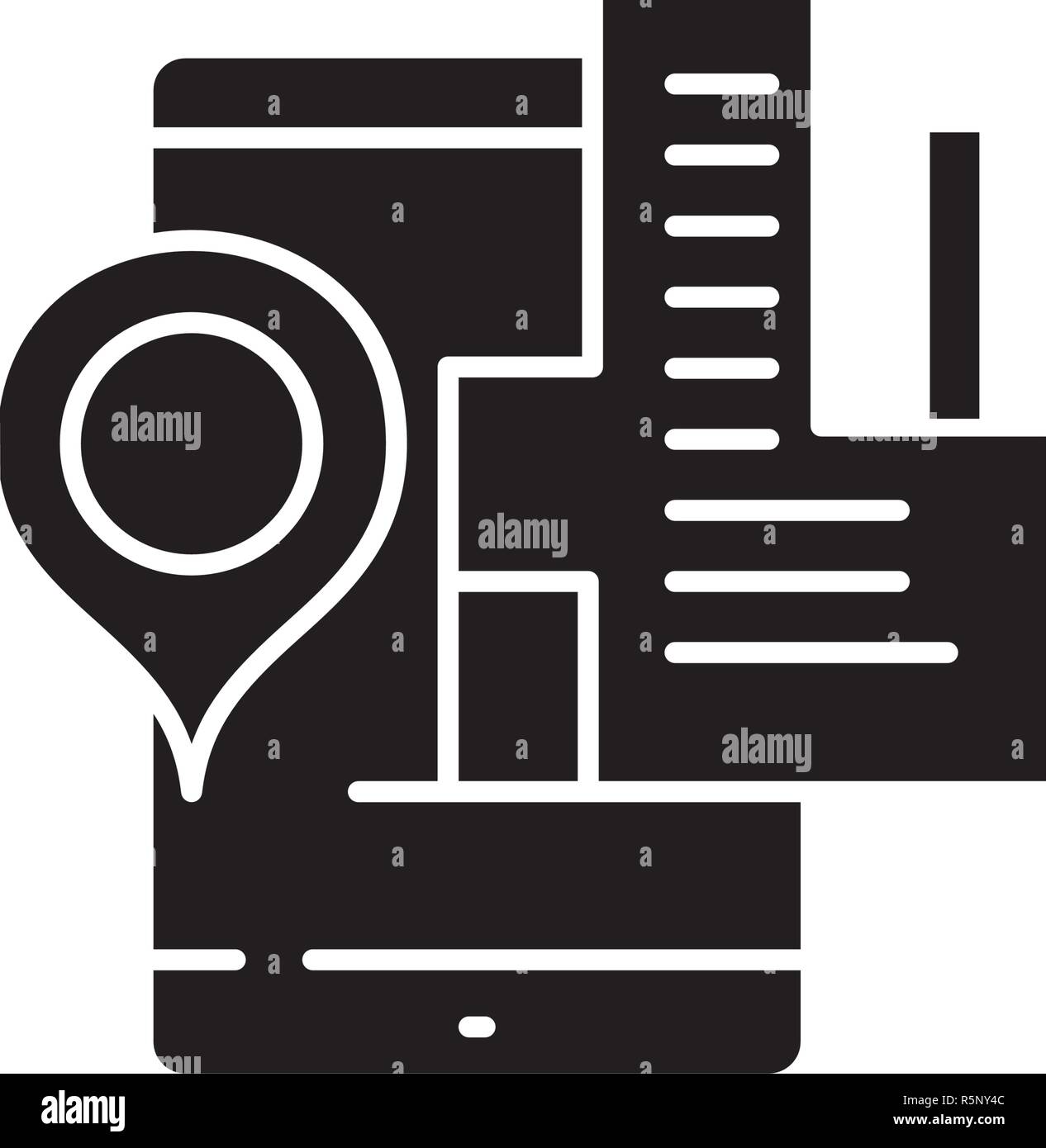 Système de géolocalisation icône noire, vector signe sur fond isolé ...