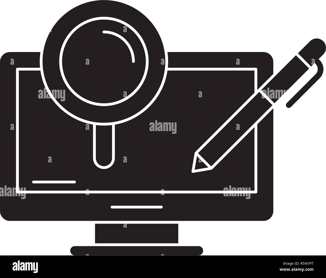 Les processus informatiques icône noire, vector signe sur fond isolé ...