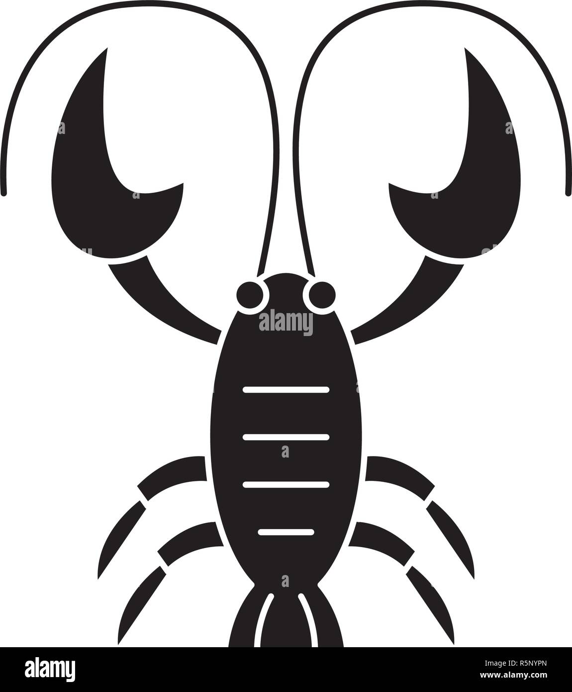 Signe astrologique Cancer icône noire, vector signe sur fond isolé ...