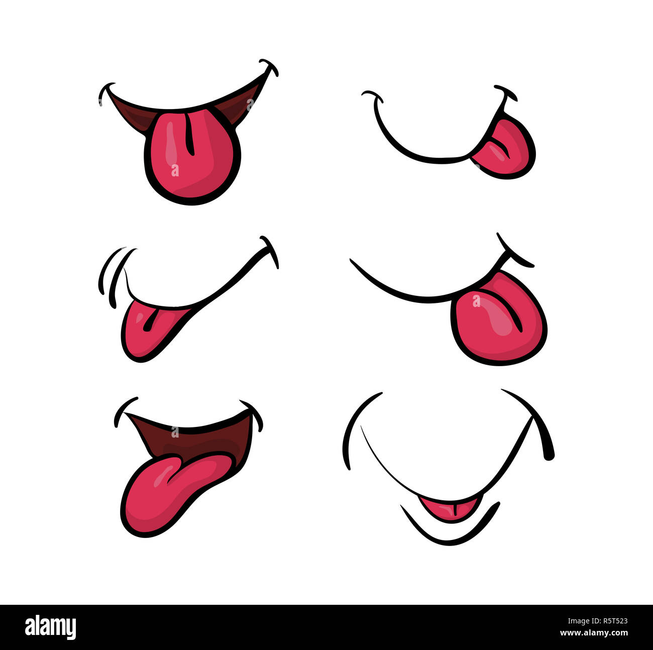 Cartoon vector set langue la bouche avec de l'icône Symbole du design ...