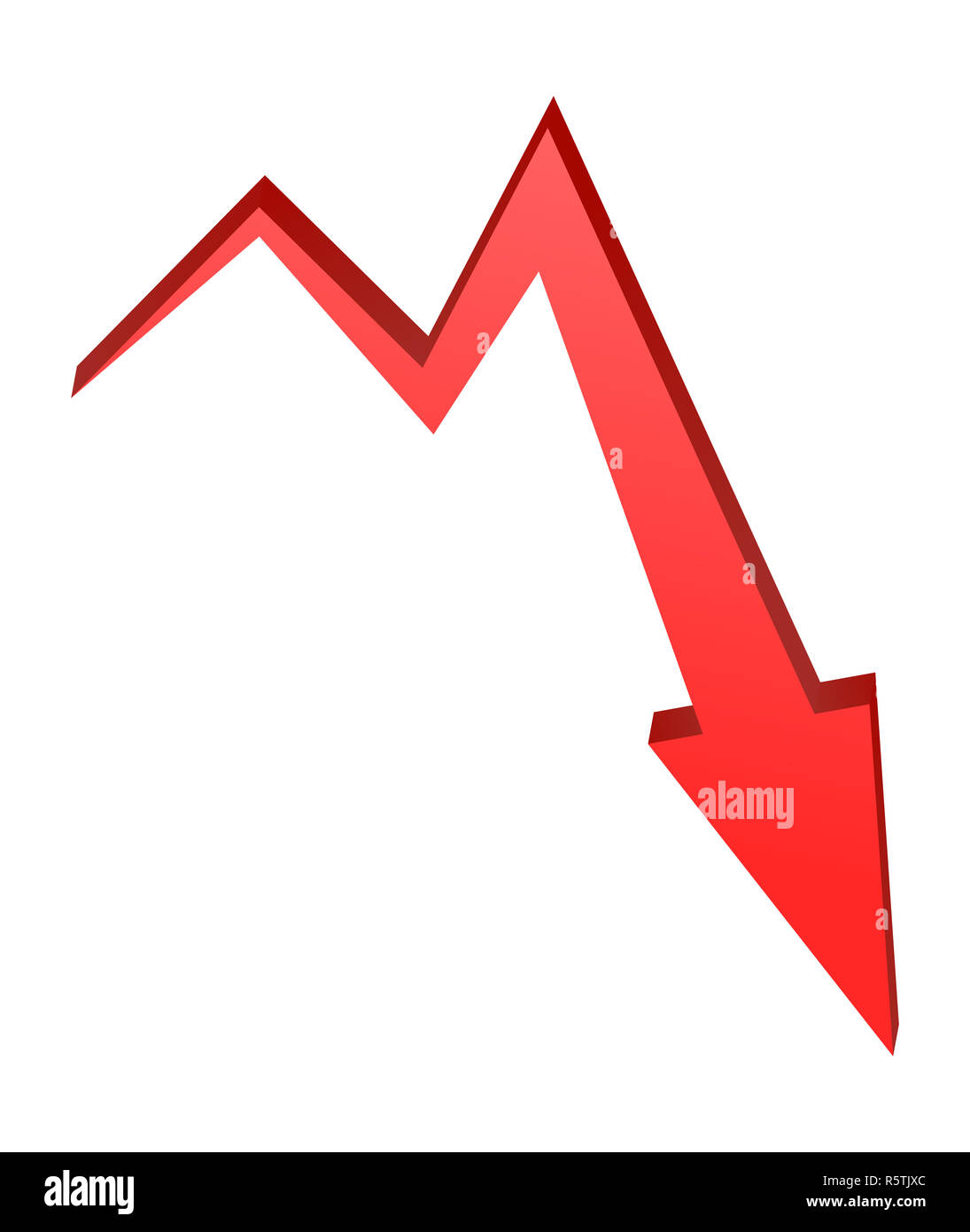 Symbole de flèche diminution, icône rouge concept d'entreprise. Vector ...