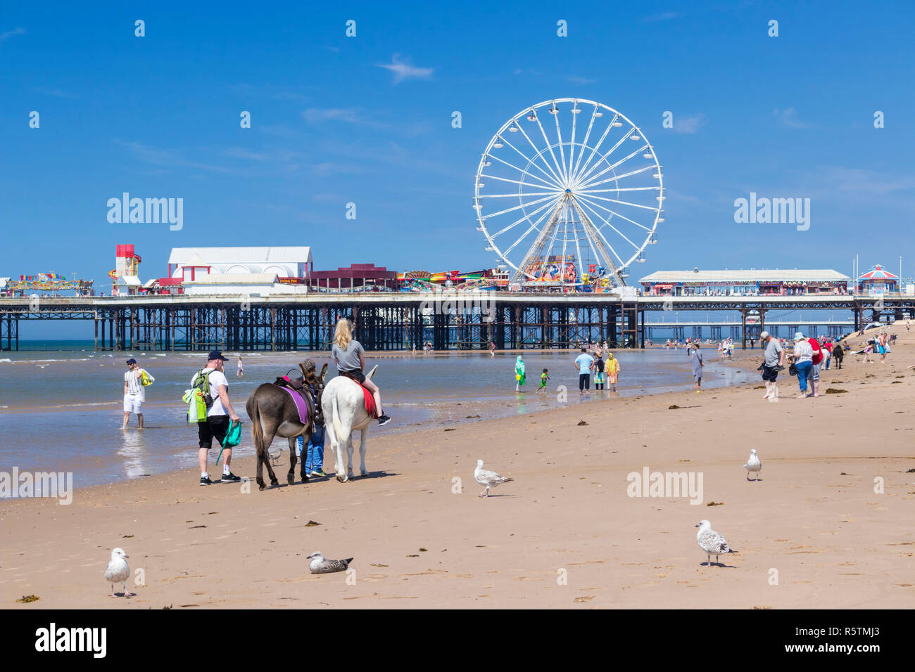 Blackpool central pier et la plage Banque de photographies et d’images ...