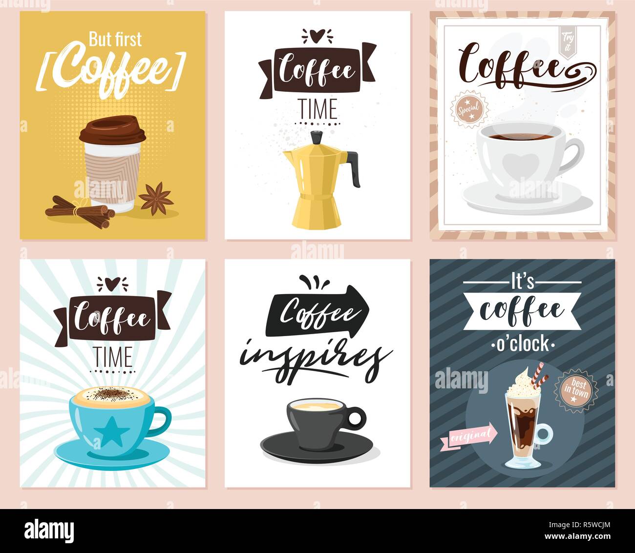 Coffee shop modèle d'affiche pour cafe wall design. Lettrage Impression ...