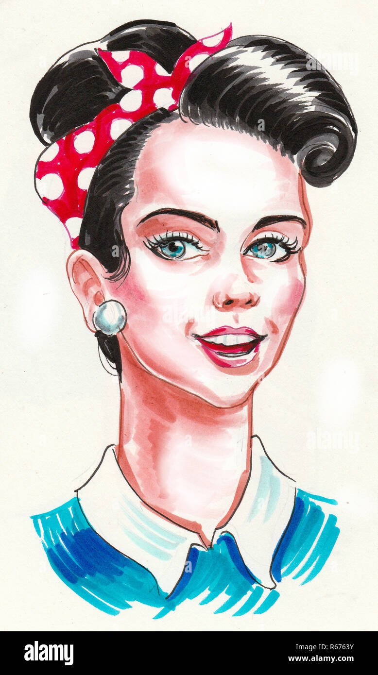 Vintage pin up femme dessin Banque de photographies et d’images à haute ...