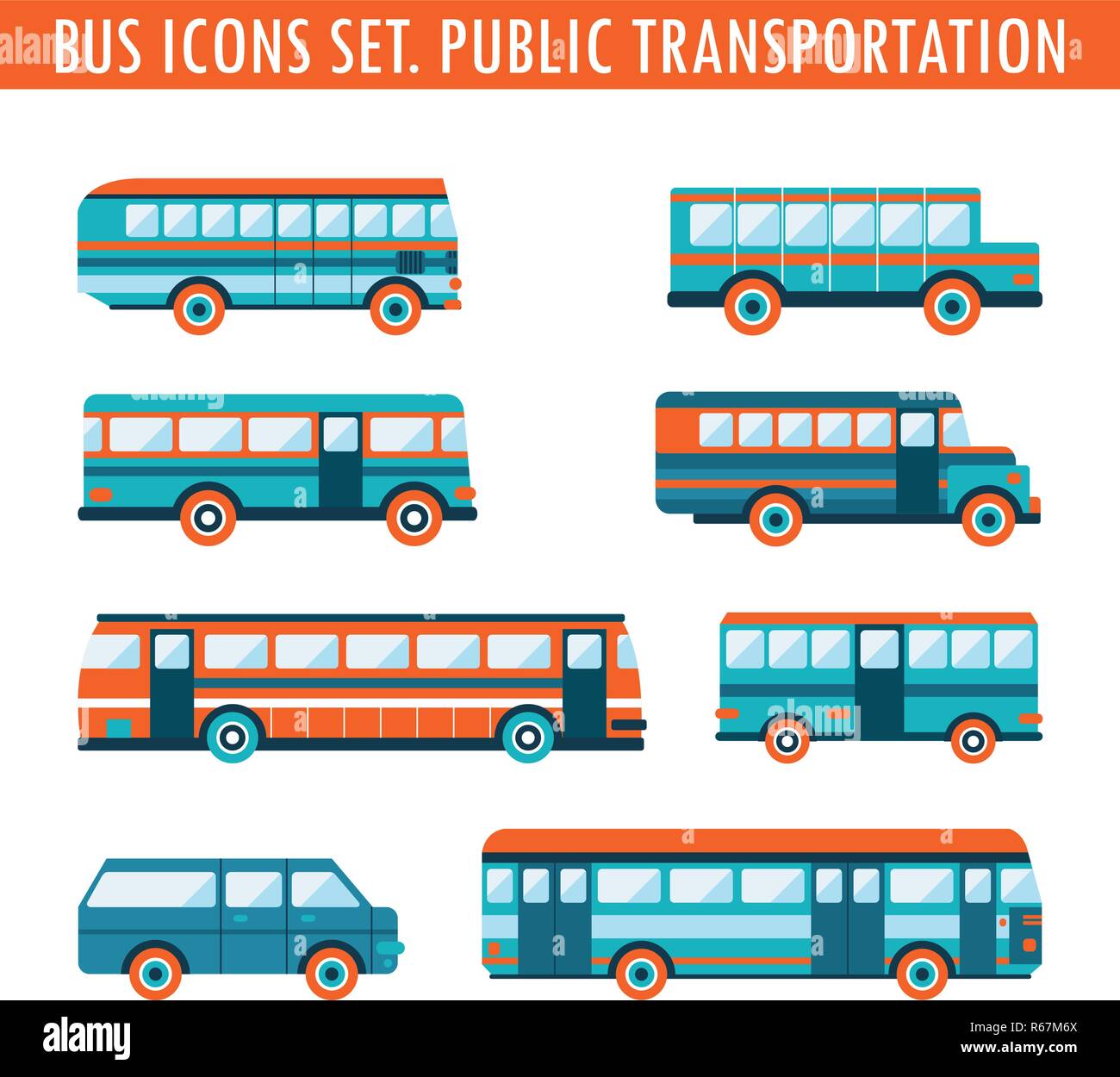 Icônes de bus série. Les transports en commun. Vector illustration ...