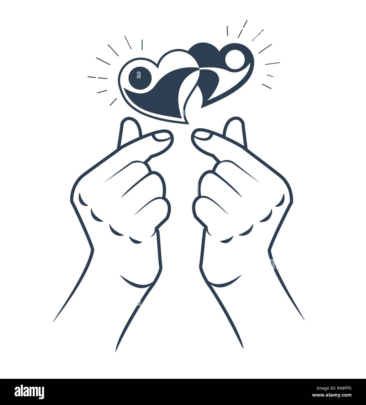 Coeur Coréen Hand Gesture Symbole Symbole Du Coeur Et Lamour Corée
