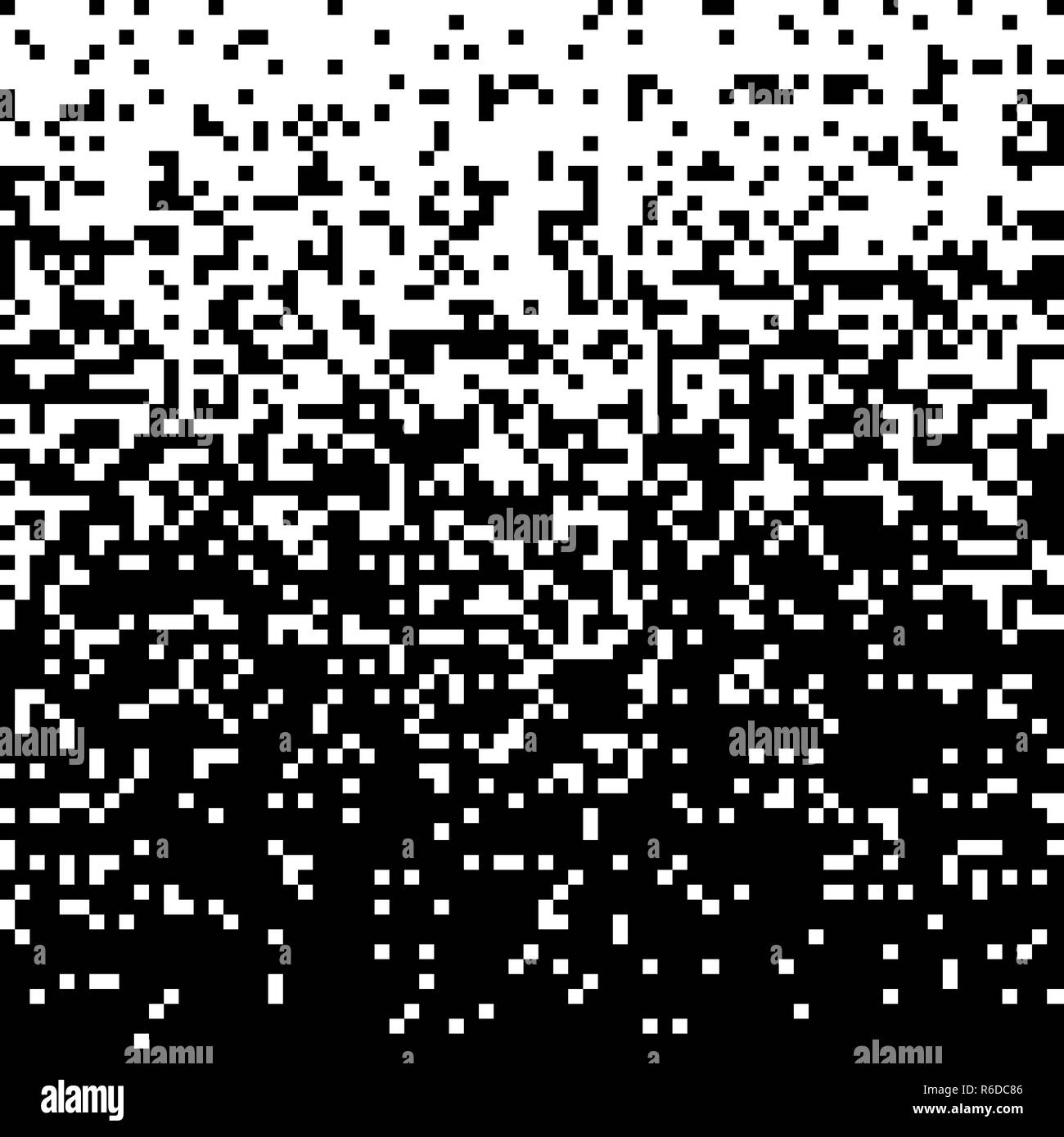 Gradient de pixels, fond monochrome, résumé, mosaïque noir blanc ombre ...