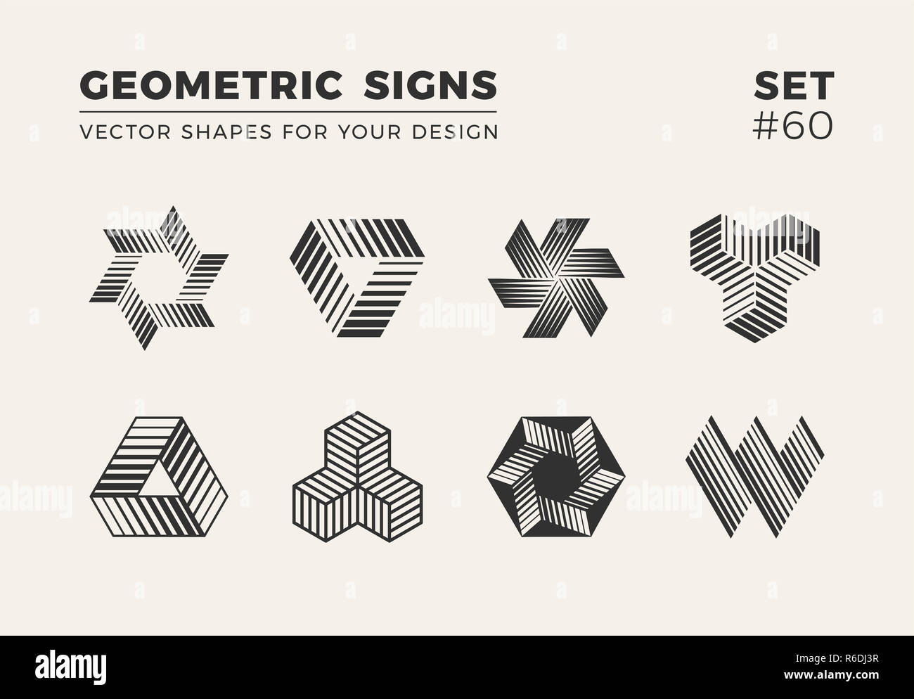 Ensemble de huit formes tendance minimaliste. Emblèmes logo vector ...