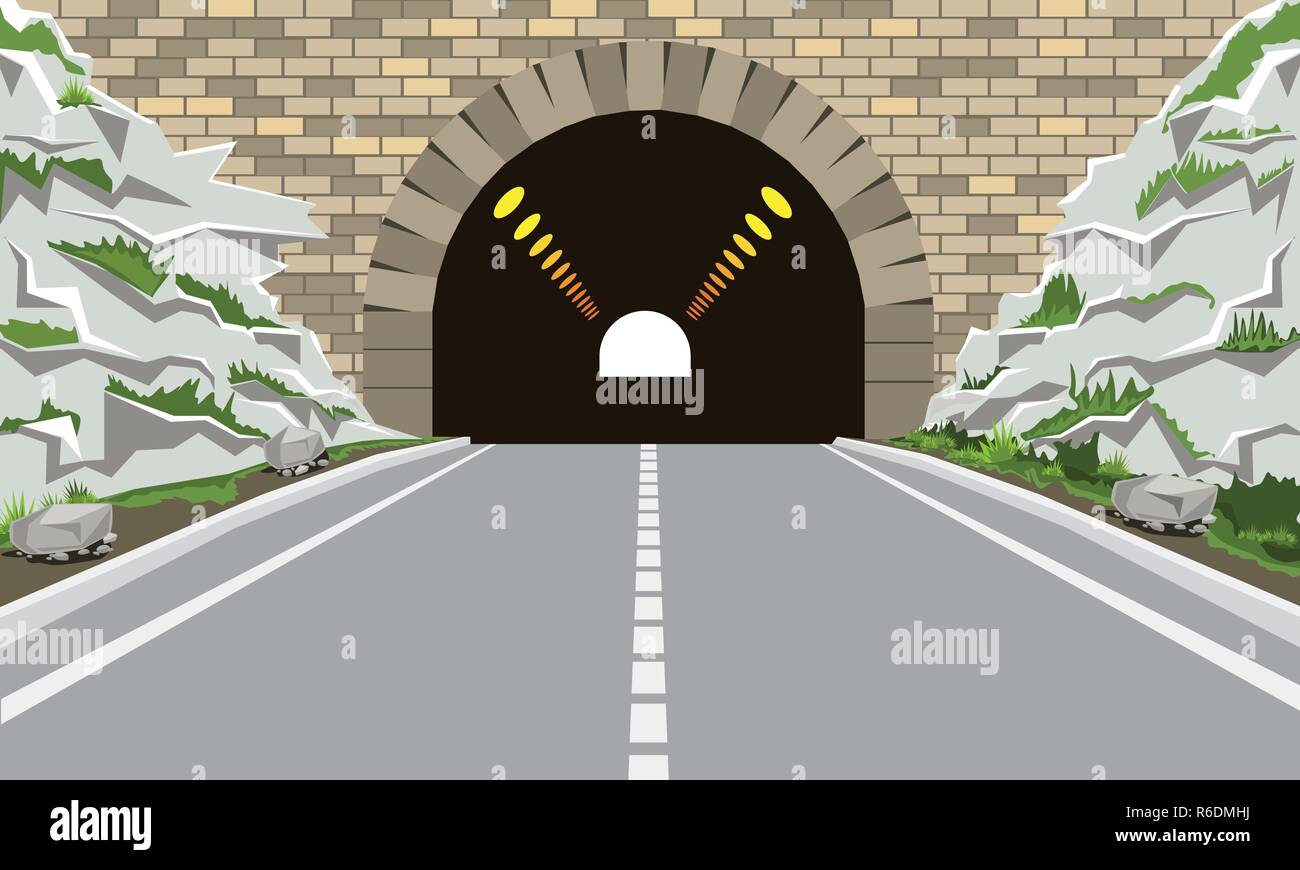 Tunnel et l'autoroute avec une télévision et un style de dessin animé ...