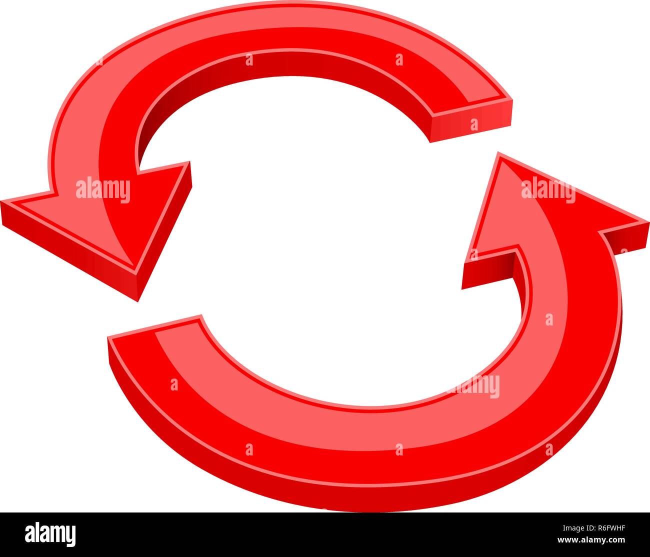 3d rouge flèches de mouvement circulaire. Dans le sens inverse Image ...