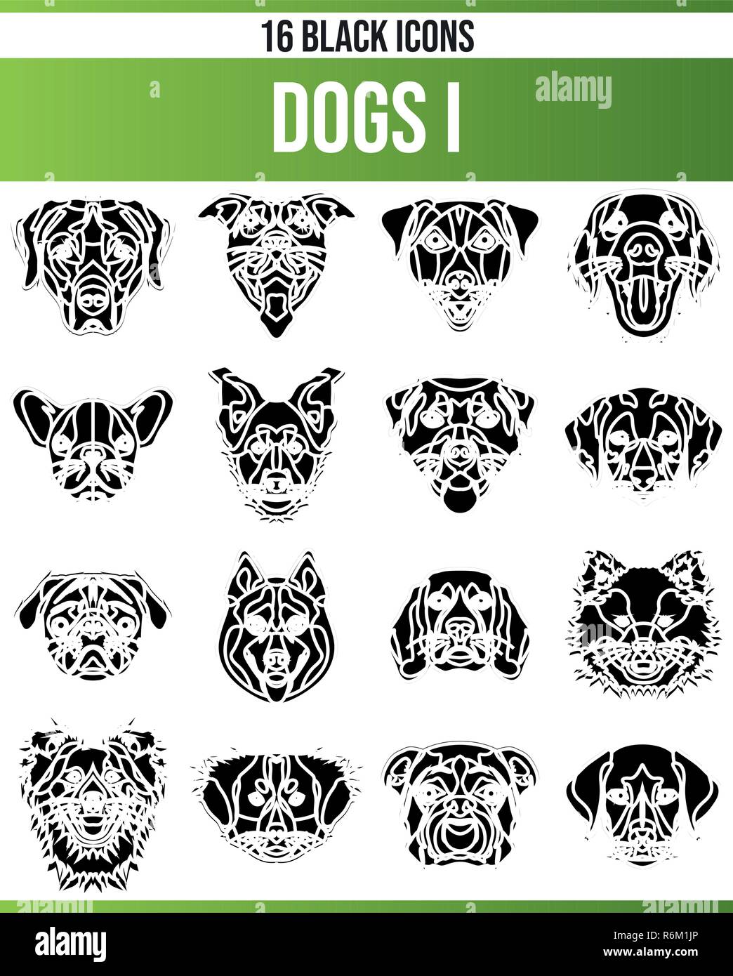 Pictogrammes noir / icônes de chien. Toute la collection est parfaite ...