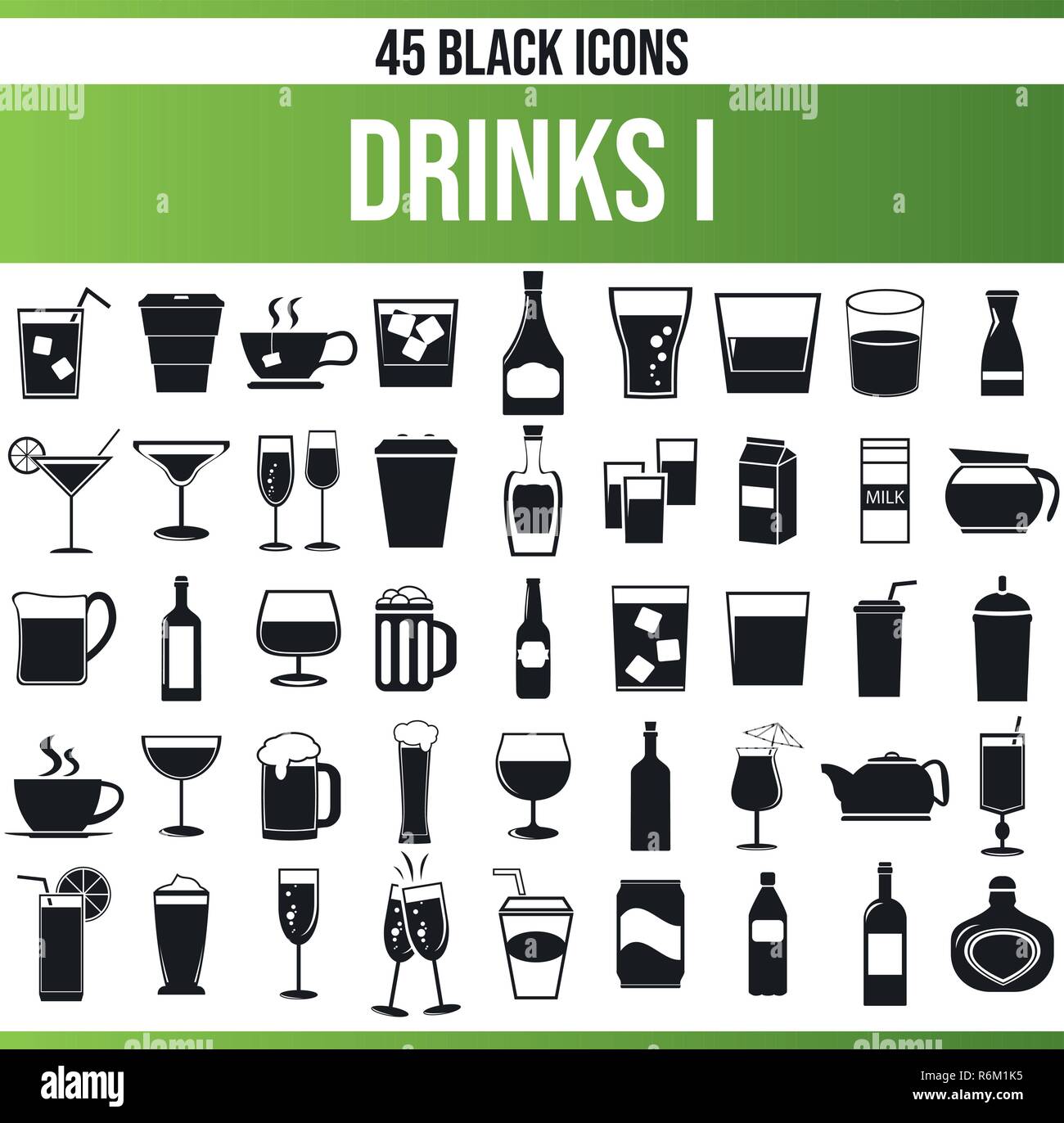 Pictogrammes noir / icônes sur un salon. Toute la collection est ...