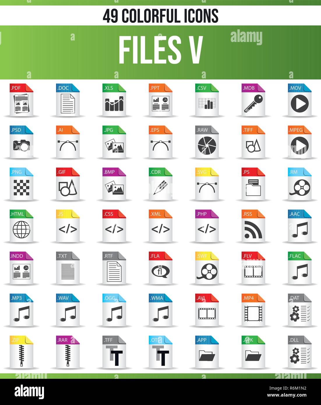 Pictogrammes noir / icônes sur les extensions de fichier. Toute la ...