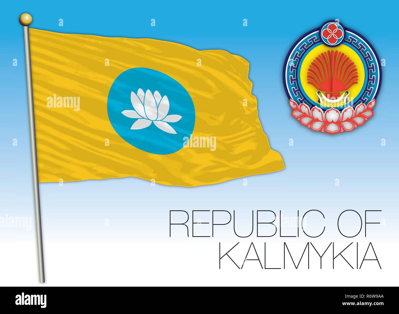 Drapeau de la République de Kalmoukie, Fédération de Russie, vector ...