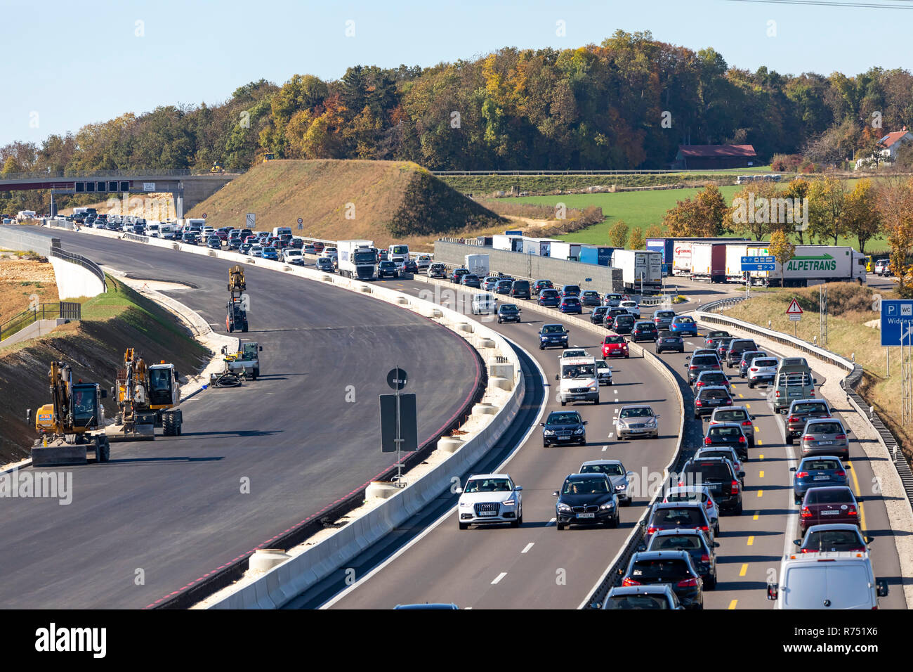 L'expansion de l'autoroute A8 près de Merklingen, Baden-WŸrttemberg, au ...