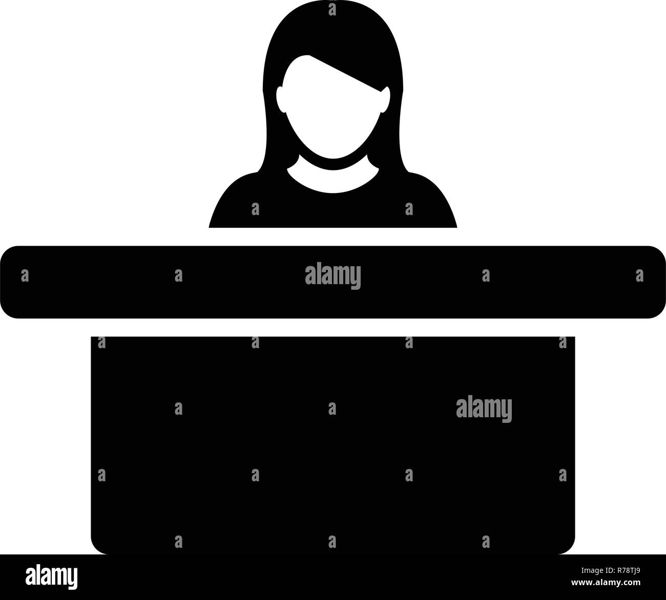 L'icône client vector femme symbole avatar avec table pour consultation ...