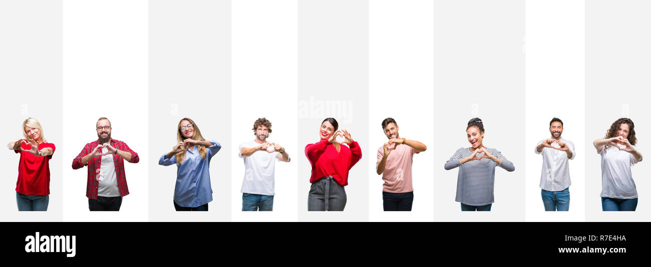 Collage de différentes ethnies jeunes bandes blanches sur fond isolé ...