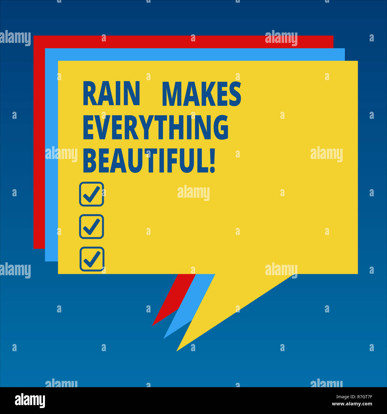 Texte de l'écriture manuscrite La pluie rend tout beau. Convertir la ...