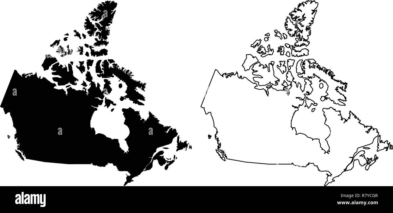 Simple (seulement les coins pointus) Carte du Canada dessin vectoriel ...