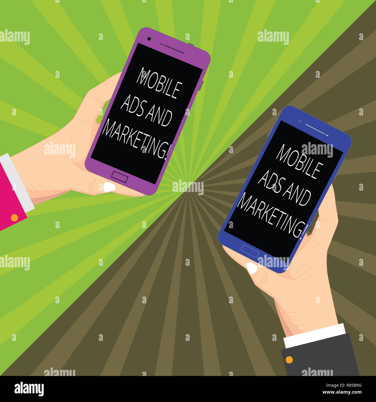L'écriture de texte Word Mobile Ads et le marketing. Concept d'affaires ...