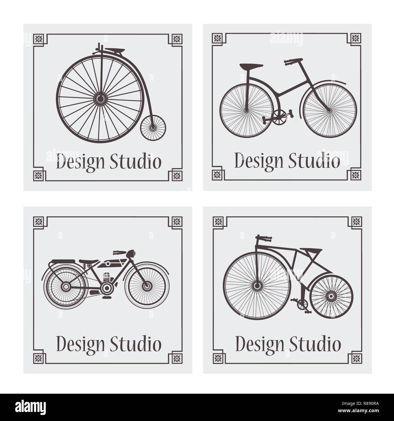 Retro Vintage bicycle logo design logo pattern modèle de présentation ...