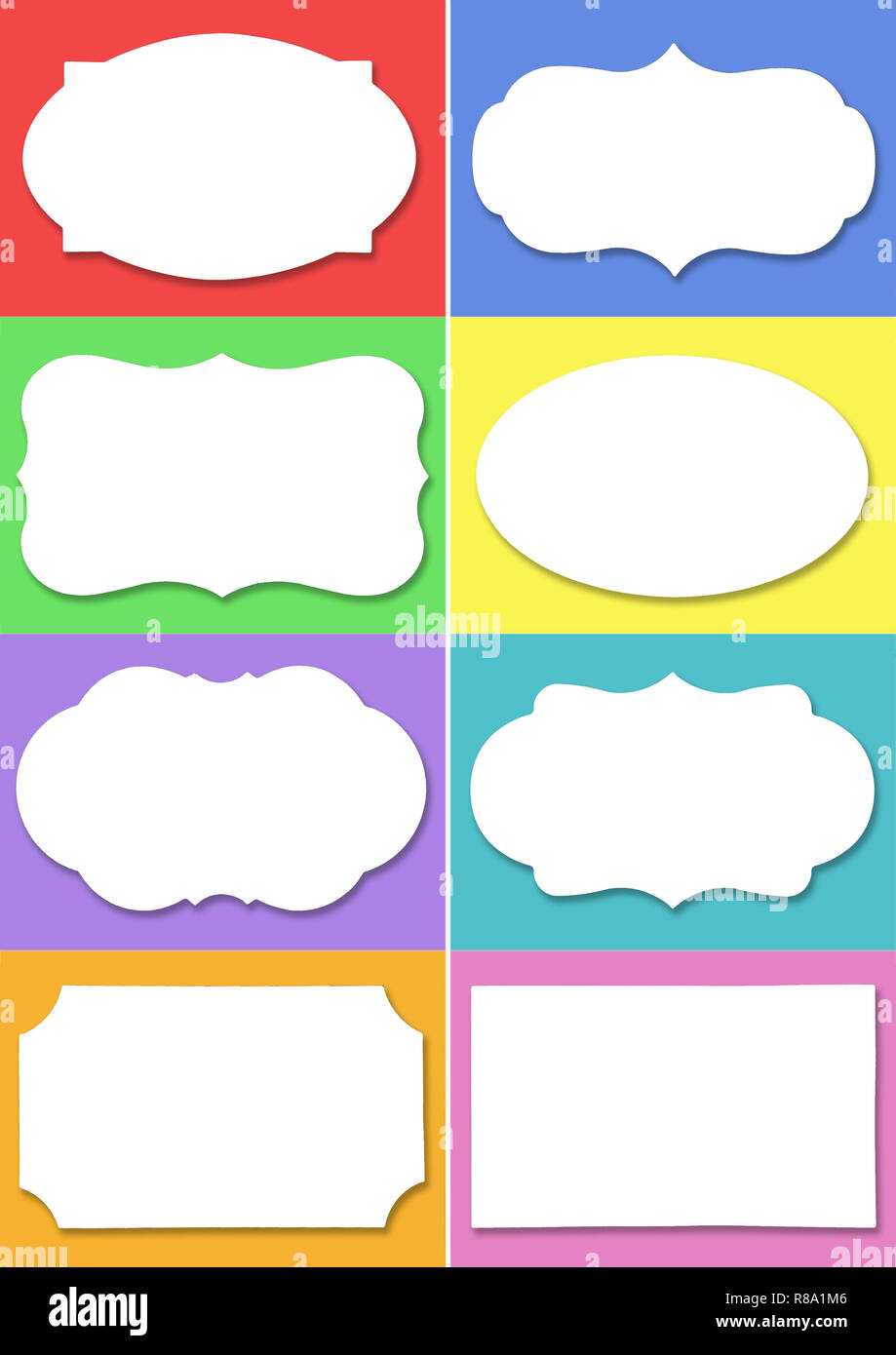 Ensemble d'étiquette blanche et bulle avec différentes forme sur fond ...